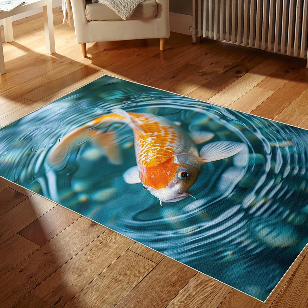 Stained Glass Koi Fish Area Rug, Oriental Decor - Etsy
