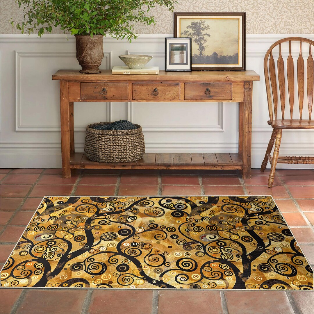 Gustav Klimt Inspired Area Rug, Art Deco Style, Washable - Etsy