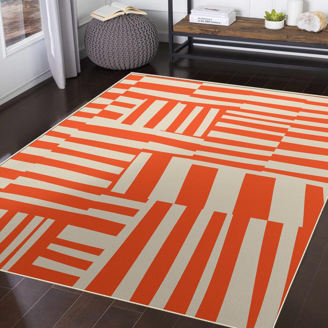 Mid Century Modern Living Room Accent, Retro Pattern Carpet, Retro ...