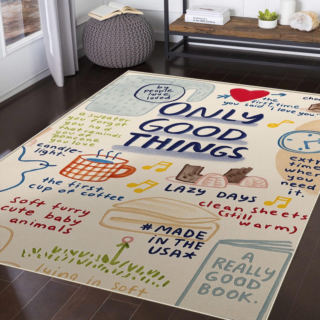 Only Good Things Notebook Digital Print Rug, Washable Rug, Kitchen Rug ...