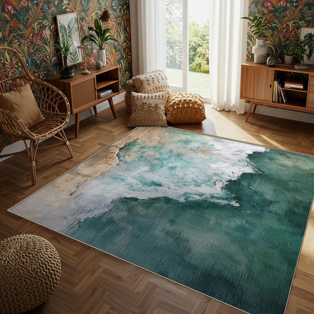 Sage Green Abstract, Sage Green Living Room Rug, Abstract Green Rug ...