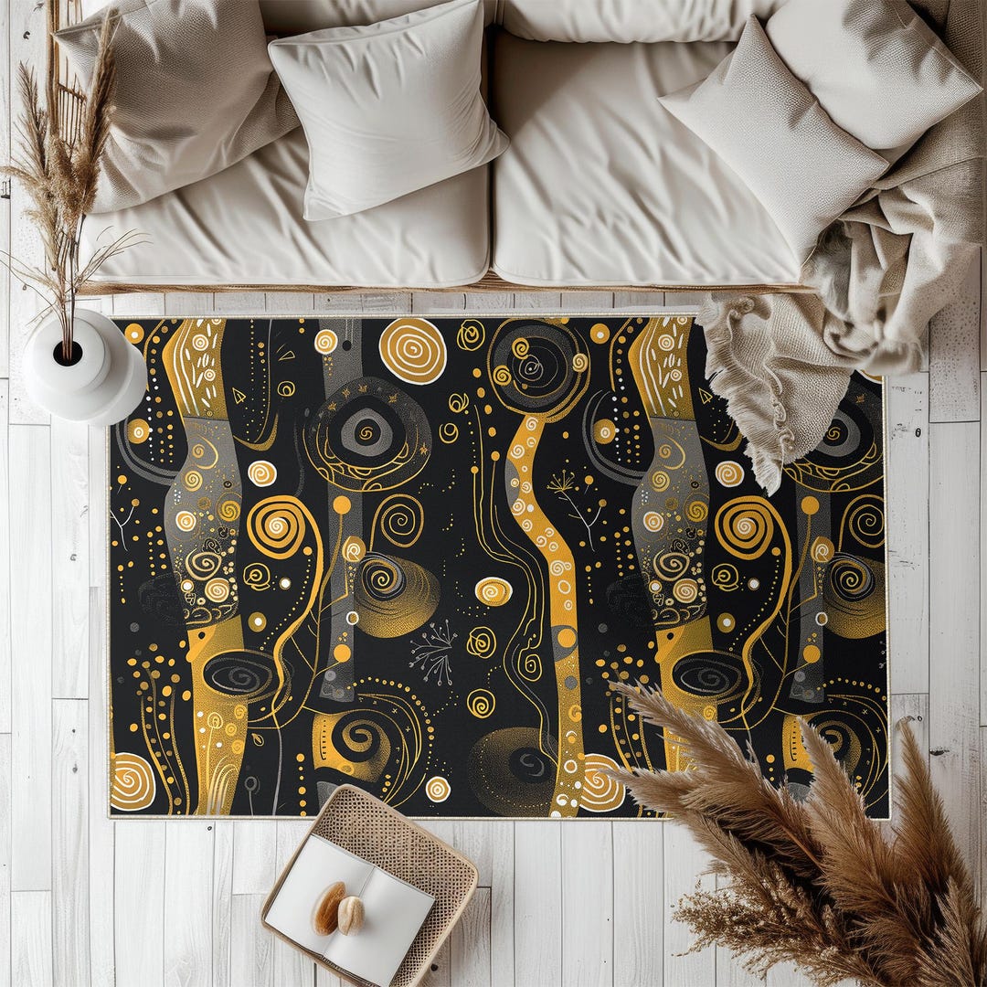 Gustav Klimt Inspired Rug Flower Theme Rug, Custom Sizes Rug ...