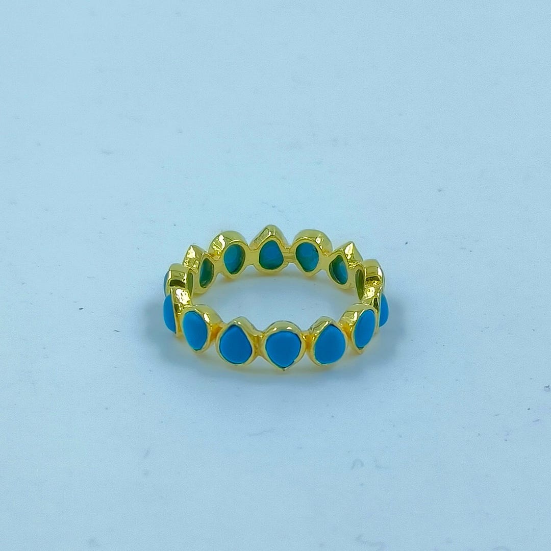 14k Gold Fill Turquoise Eternity Band Ring: Dainty Stacking Ring - Etsy