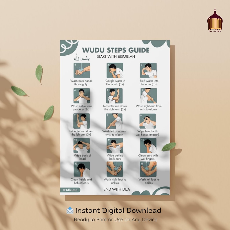 Wudu Steps for Kids | Islamic Ablution Guide (PDF) - Etsy