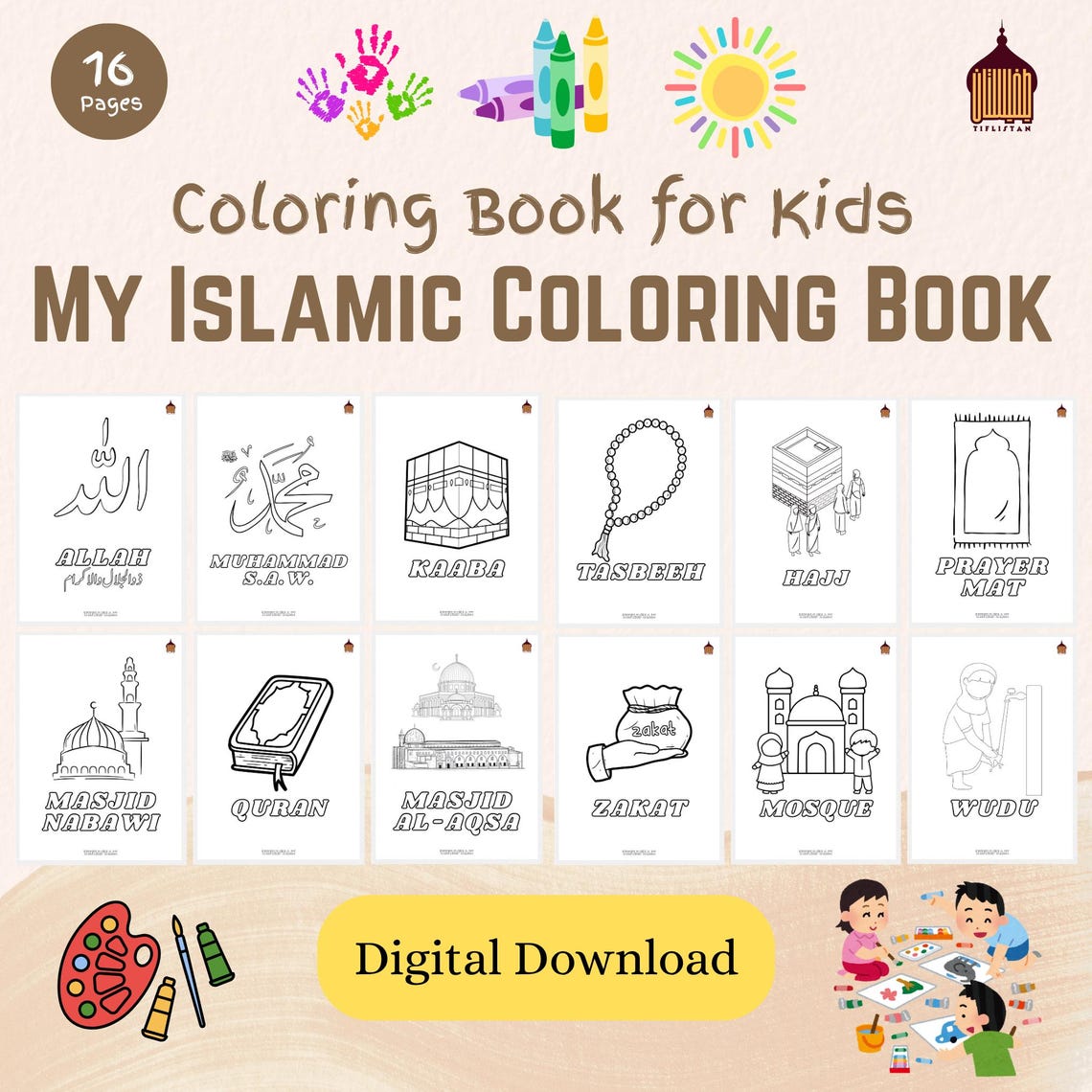 Islamic Coloring Book for Kids: Muslim Education (PDF Printable) - Etsy