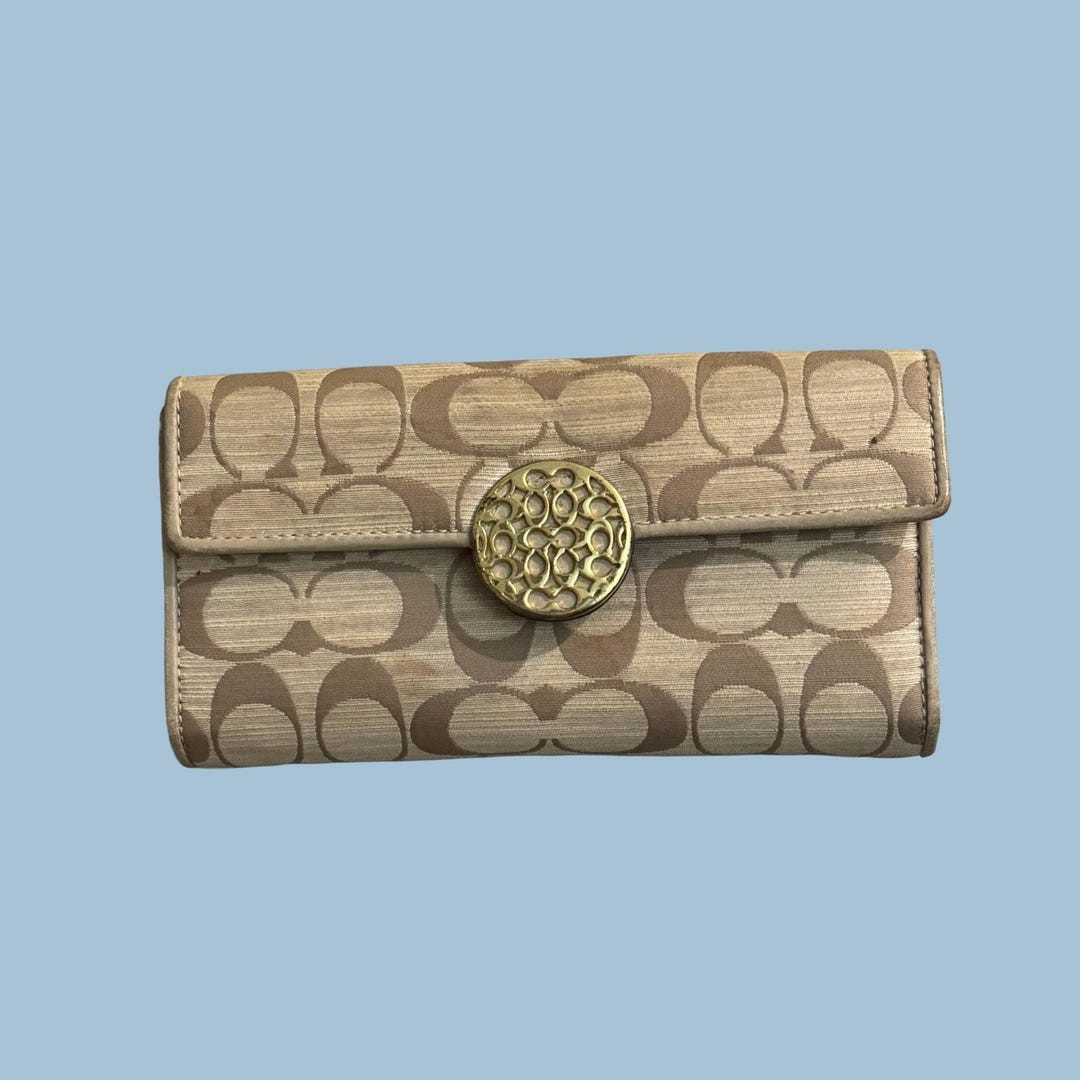 Coach Alexander Slim Envelope Signature Wallet F48861 Khaki Mahogany - Etsy