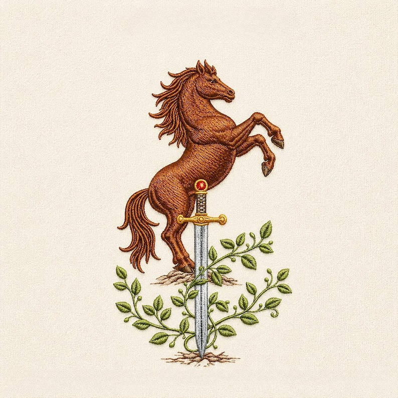 Fantasy Horse Sword Embroidery Design, Medieval Machine Embroidery File ...