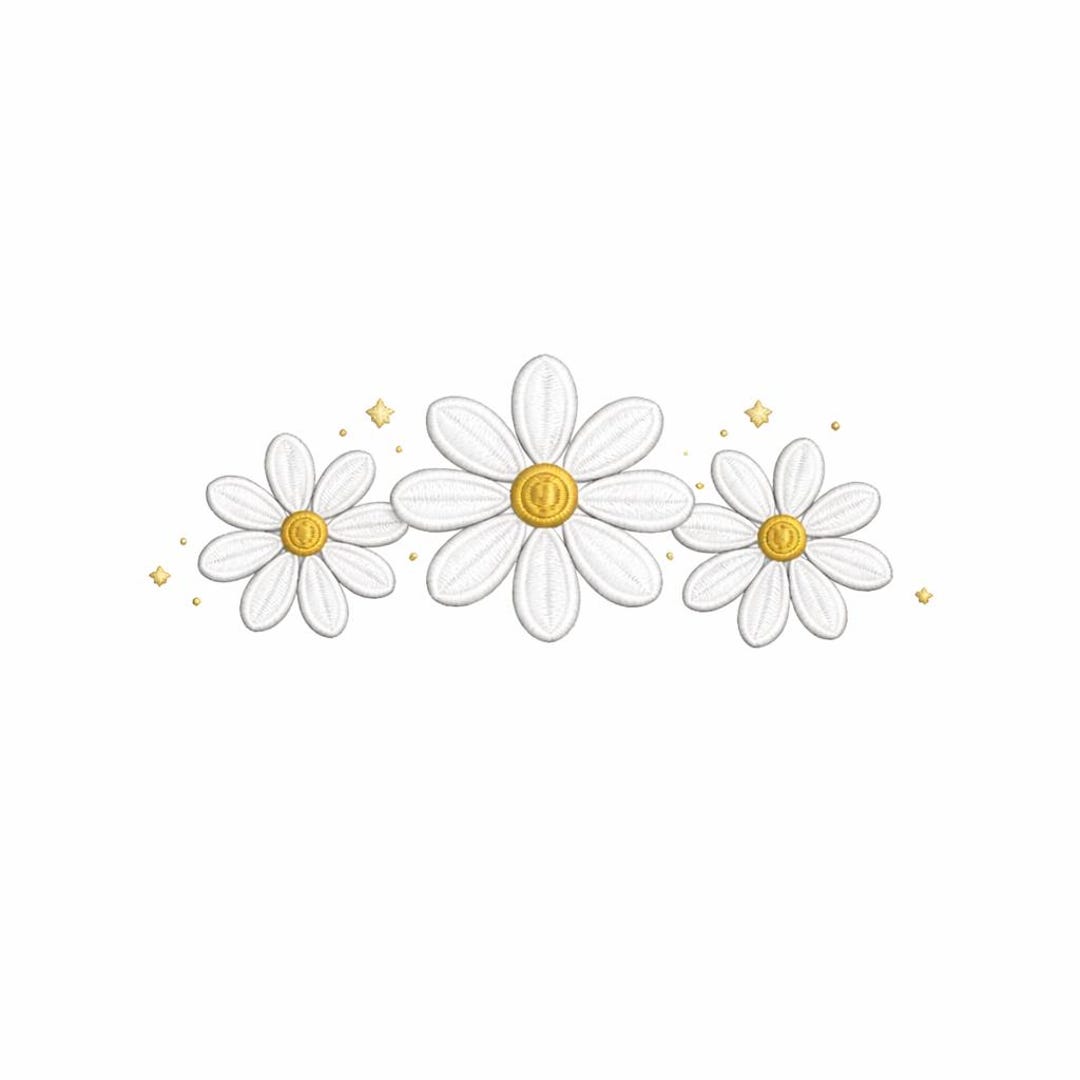 Daisy Border Embroidery Design, White Flowers, Floral Divider (digital ...