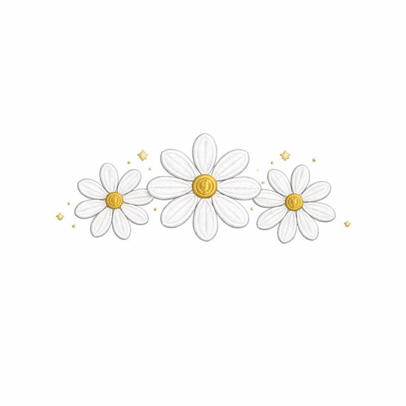 Daisy Border Embroidery Design, White Flowers, Floral Divider (digital ...