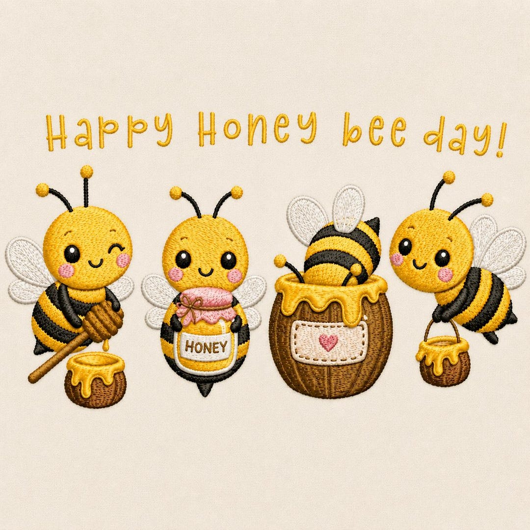 Kawaii Honey Bee Embroidery Design Bundle, Bee Machine File (instant ...