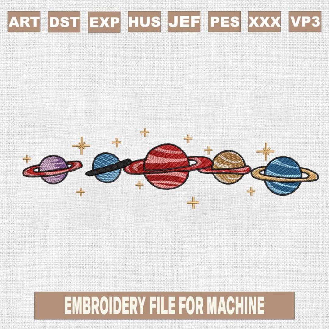 Planets Embroidery Design File, Space Crewneck Design (digital Download ...