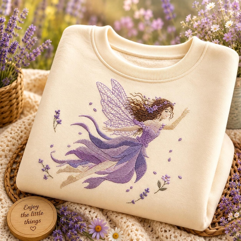 Purple Fairy Embroidery Design, Magical Woodland Creature (digital ...