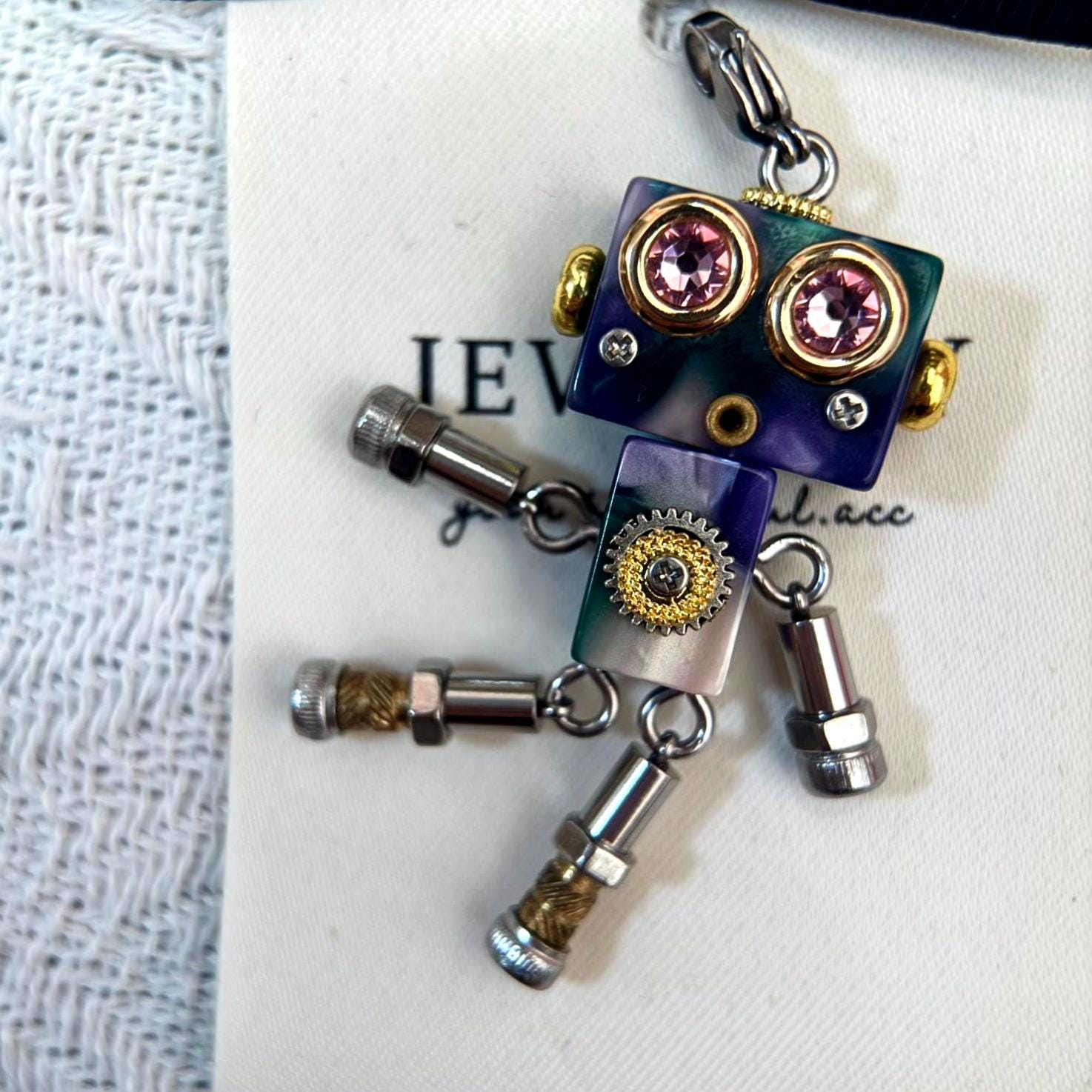 Large OOAK Cyberpunk Robot Pendant | Posable Handmade Necklace Charm - Etsy