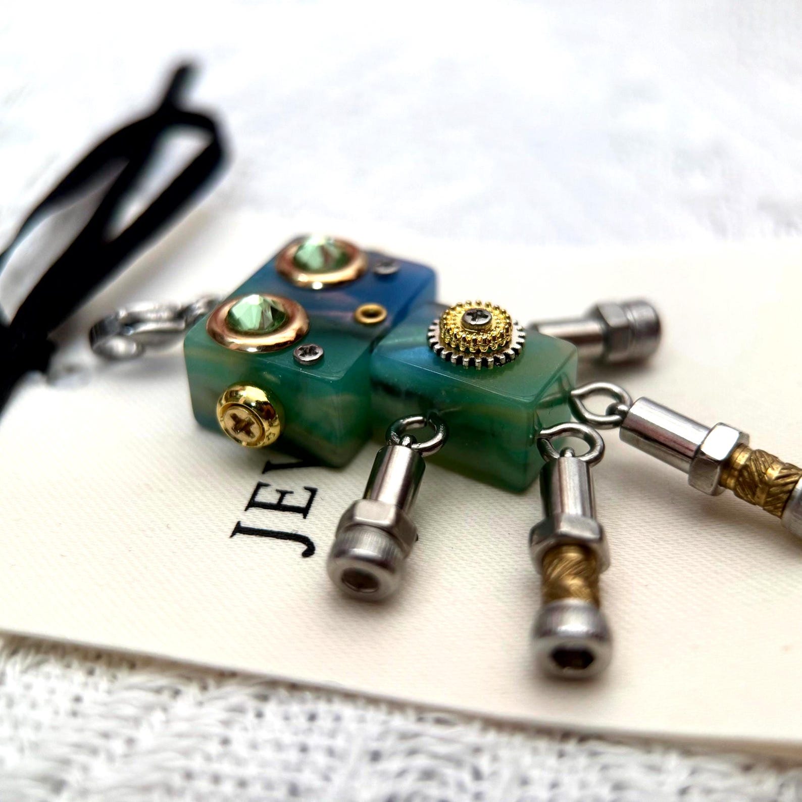 Large OOAK Cyberpunk Robot Pendant | Posable Handmade Necklace Charm - Etsy