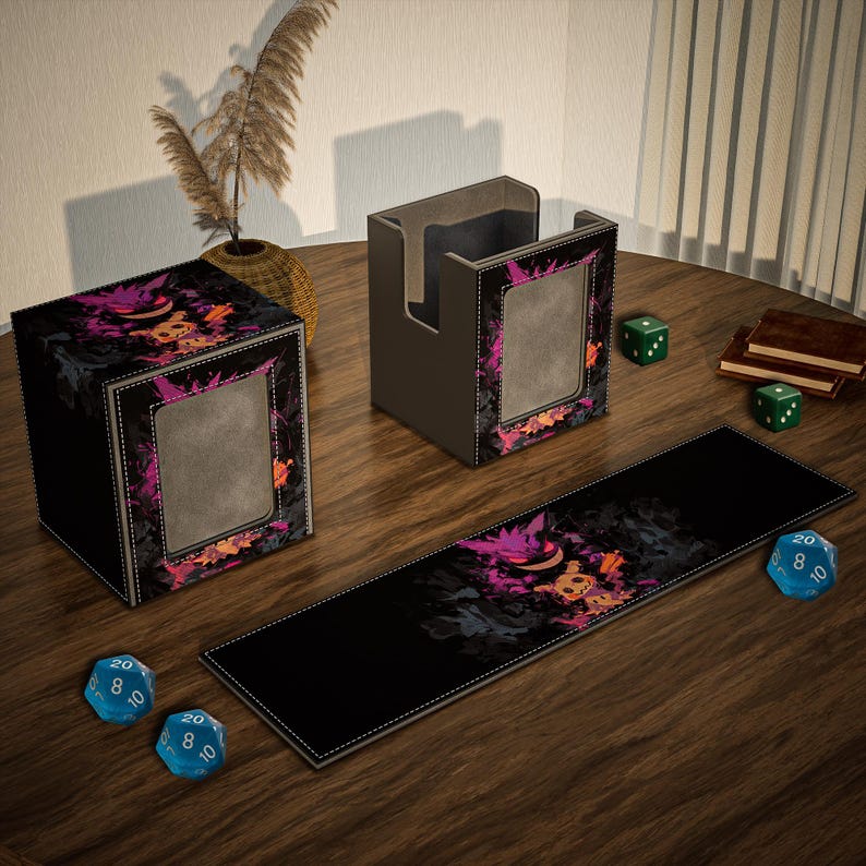 MTG Deck Box Gengar and Mimikyu | Leather Card Storage | Hold 100 ...