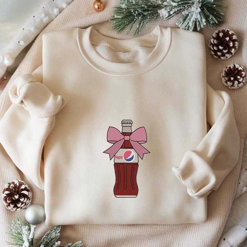 Cute Soda Bottle Bow Embroidery Design, Valentine Drink Machine ...