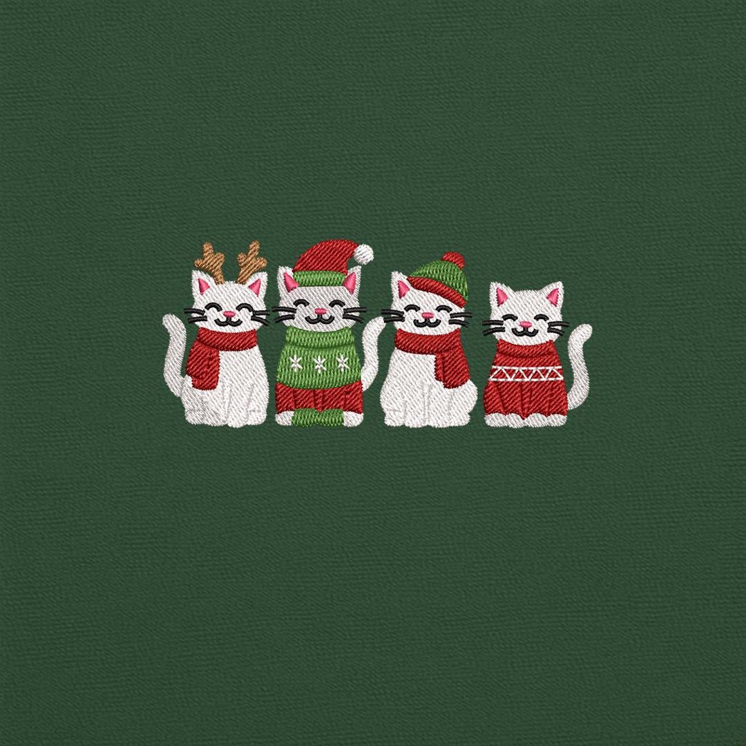 Christmas Cats Machine Embroidery Design, Holiday Kittens (PES DST VP3 ...