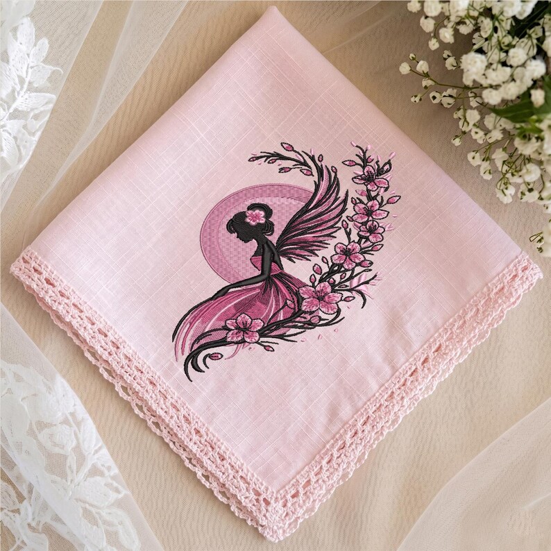 Motif de broderie fée fleurs de cerisier, fichier Machine fleur Sakura ...