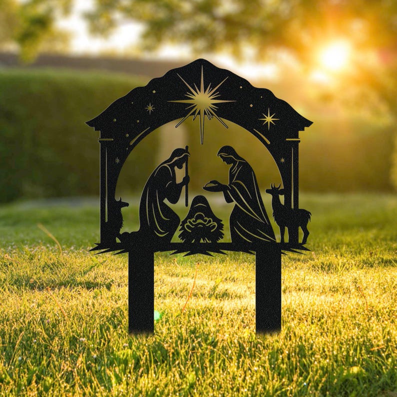 Nativity Scene Metal Yard Stake, Holiday Shadow Caster, Christmas ...