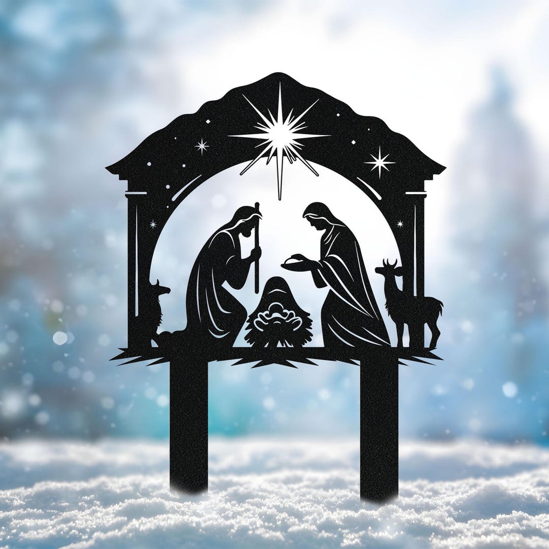 Nativity Scene Metal Yard Stake, Holiday Shadow Caster, Christmas ...
