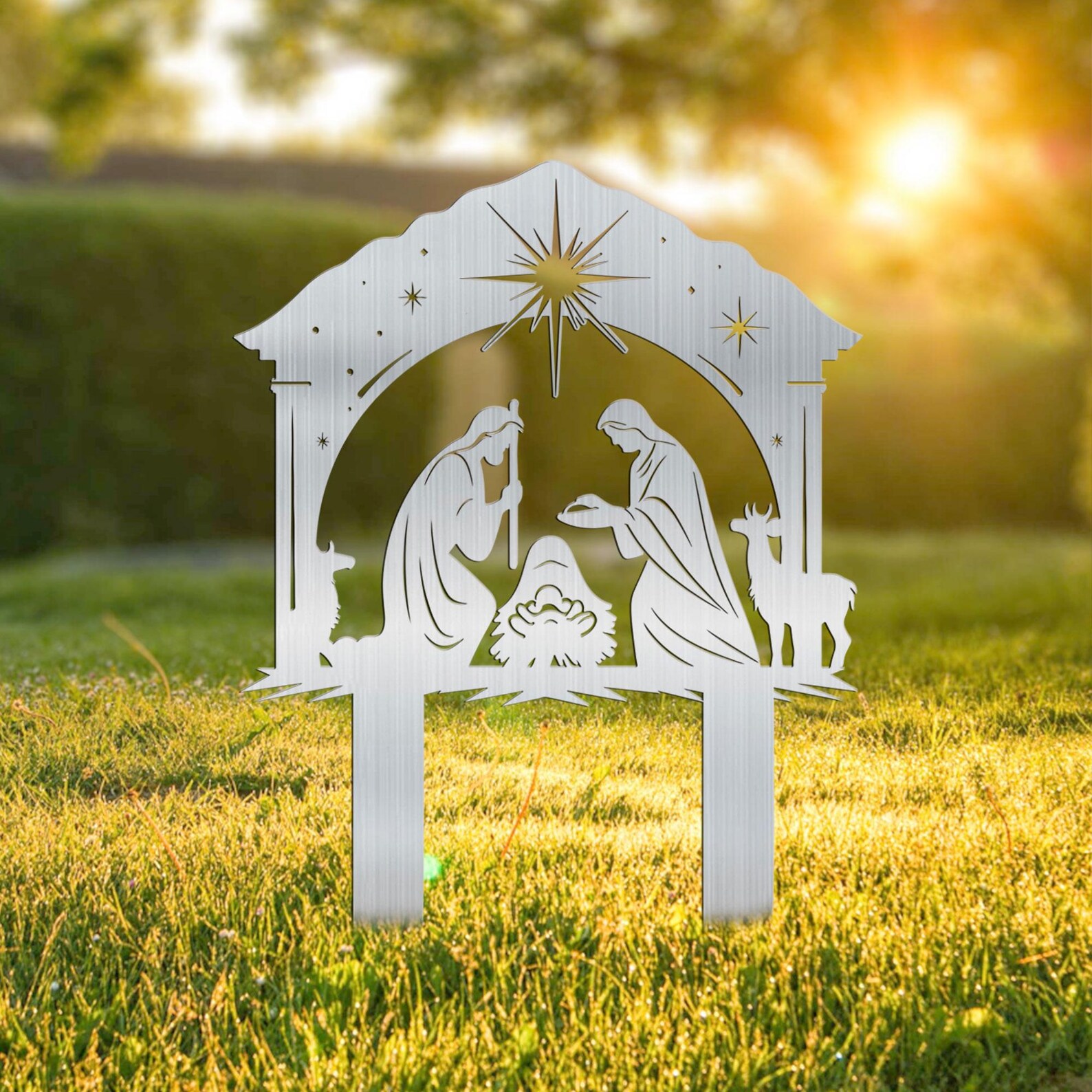 Nativity Scene Metal Yard Stake, Holiday Shadow Caster, Christmas ...