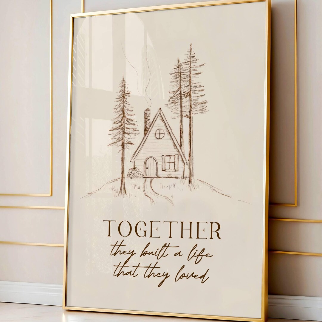 Cottagecore Love Quote Digital Poster,rustic Cabin Sketch Wall Art ...