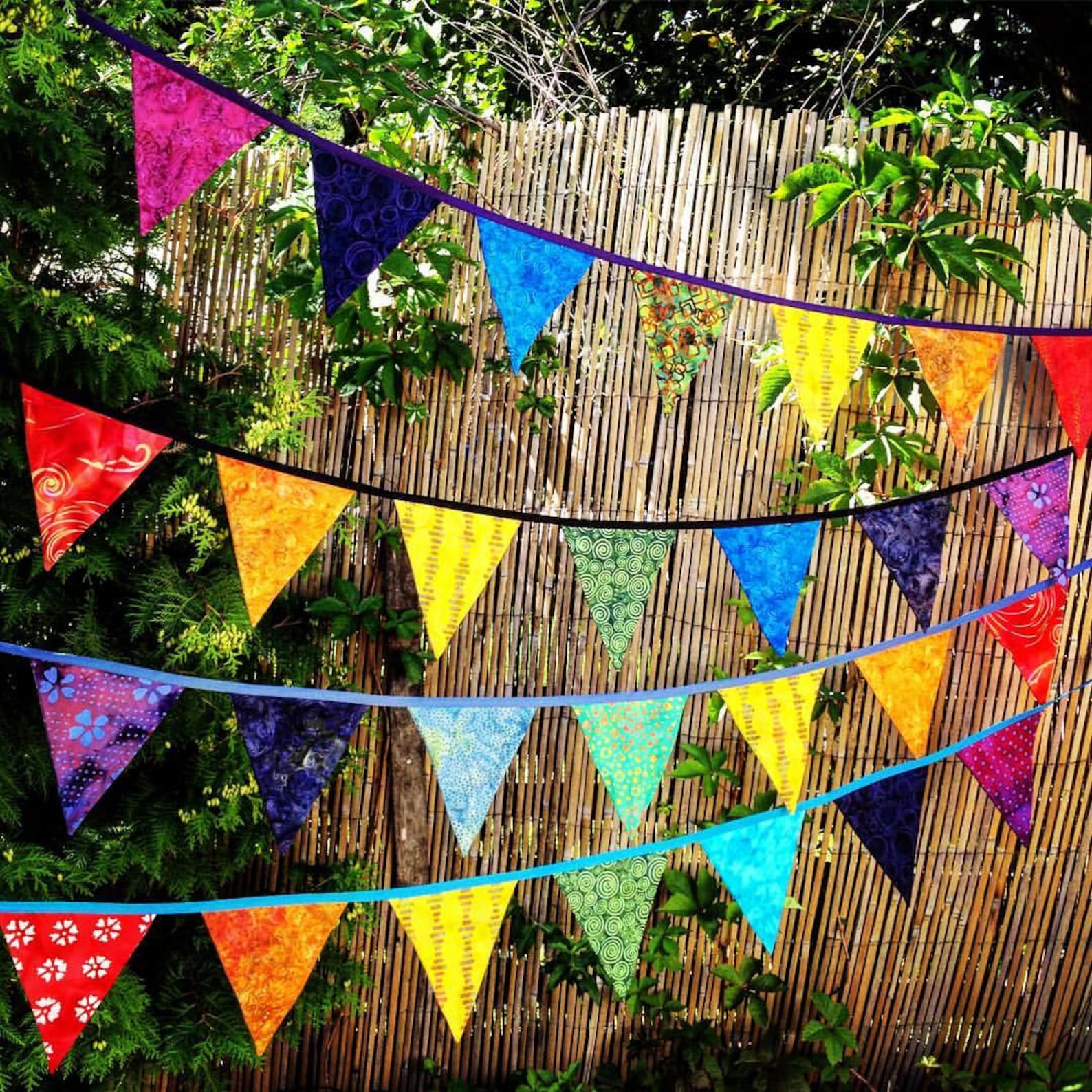 Chakra Prayer Flags Batik Bunting Garland Banner Rainbow FREE - Etsy Canada