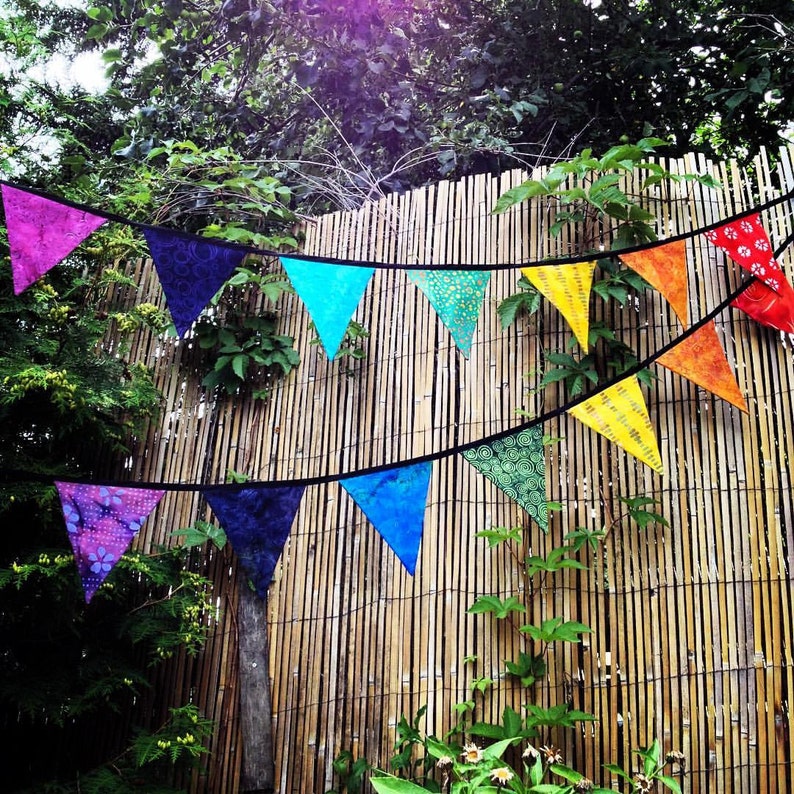 Chakra Prayer Flags Batik Bunting Garland Banner Rainbow FREE - Etsy Canada