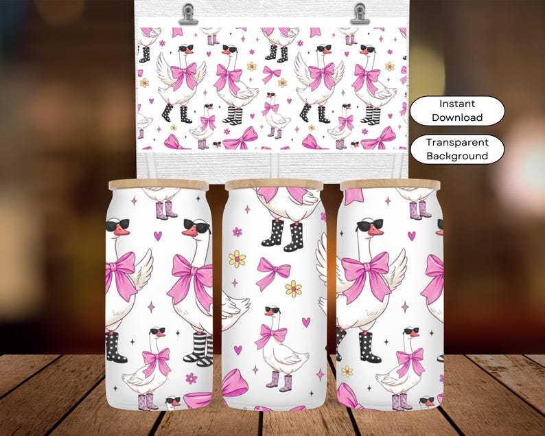 Silly Goose Can 16oz Libbey Glass Cup Png Wrap Sublimation Design Silly ...