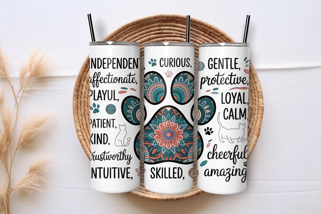 Cat Mom Lover Appreciation 20oz Skinny Tumbler Wrap Sublimation PNG ...