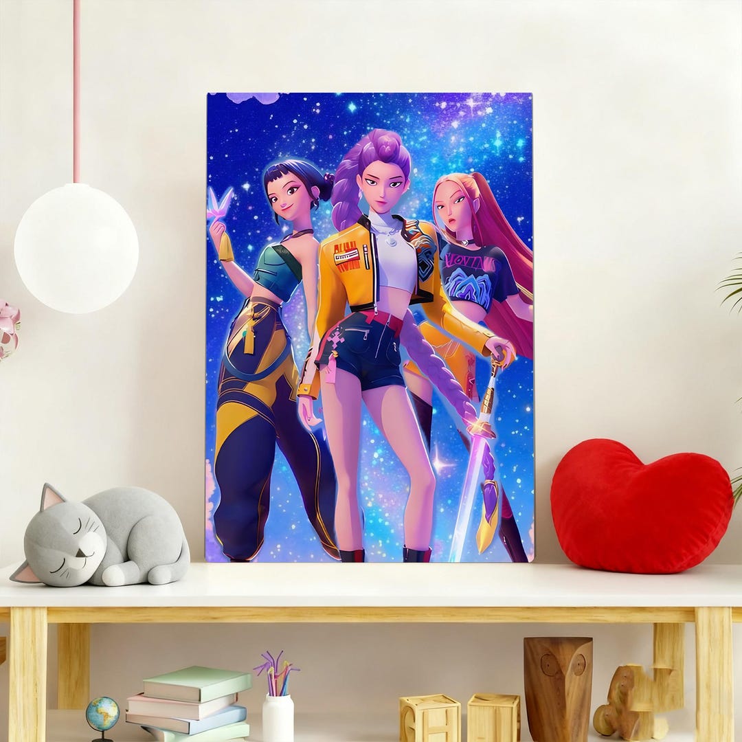Huntrix Inspired Kpop Girls Wall Art, Personalized Name Prints, Anime ...