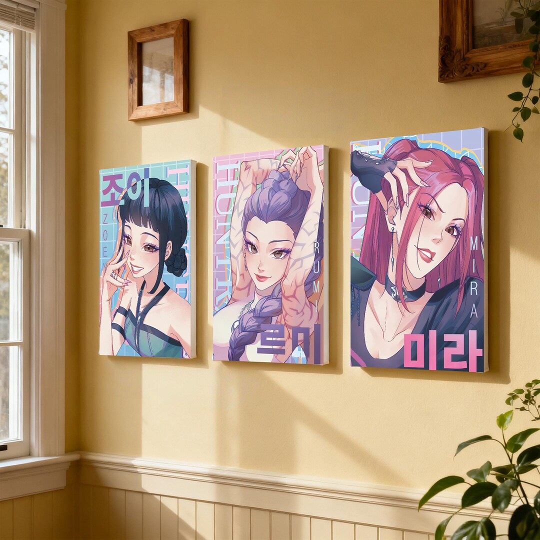 Huntrix Style KPOP Bedroom Prints – Personalized Name Wall Art, Set of ...
