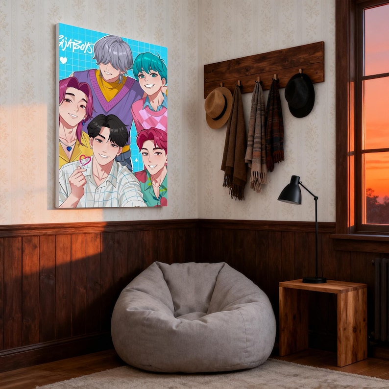 Anime Style Kpop Demon Look Poster, Korean Boys Idol Print, Hunter ...