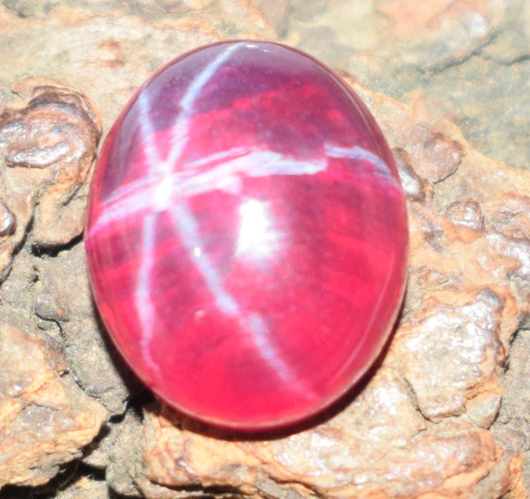 Natural Star Red Ruby 6.95 Ct Oval Cabochon Certified Loose Gemstone ...