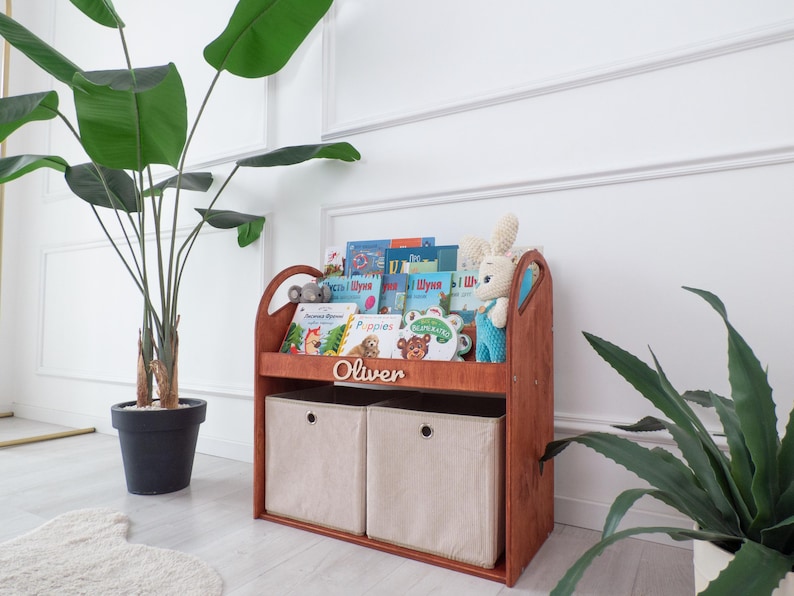 Montessori Bookshelf and Toy Organizer, Wooden Kids Room Storage ...