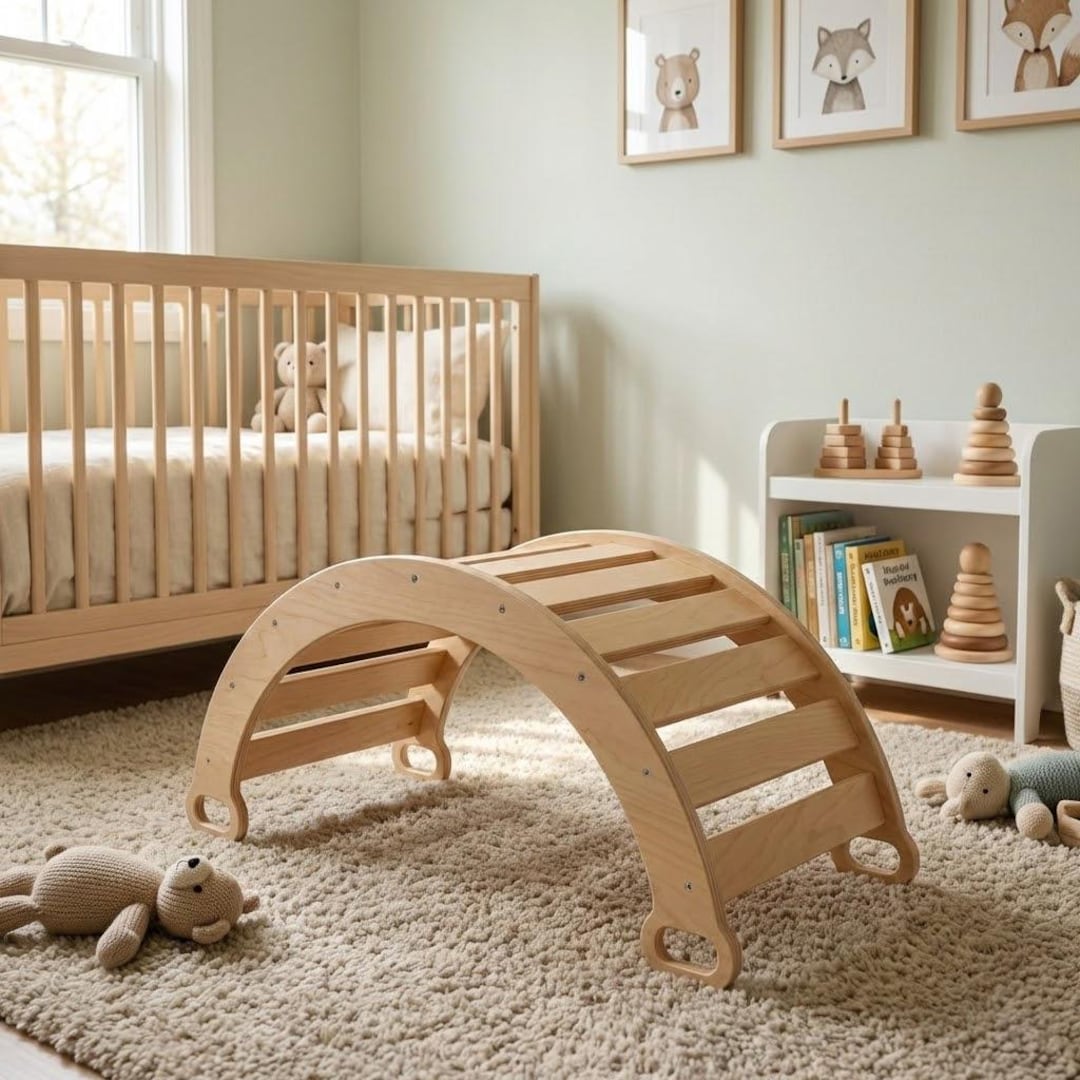 Handmade Montessori Climbing Arch Rocker | Wooden Toddler Gym | Indoor ...