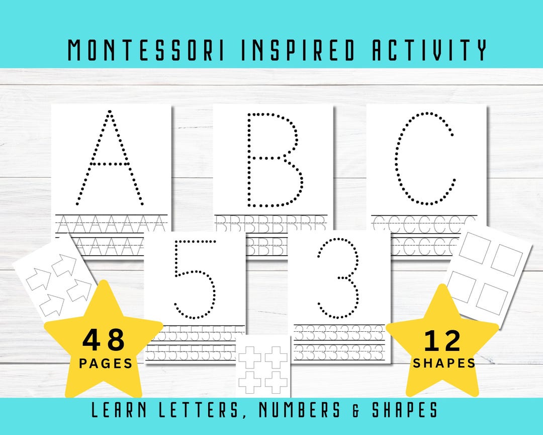 Shape, Number & Letter Tracing Worksheets | Preschool Learning (PDF) - Etsy