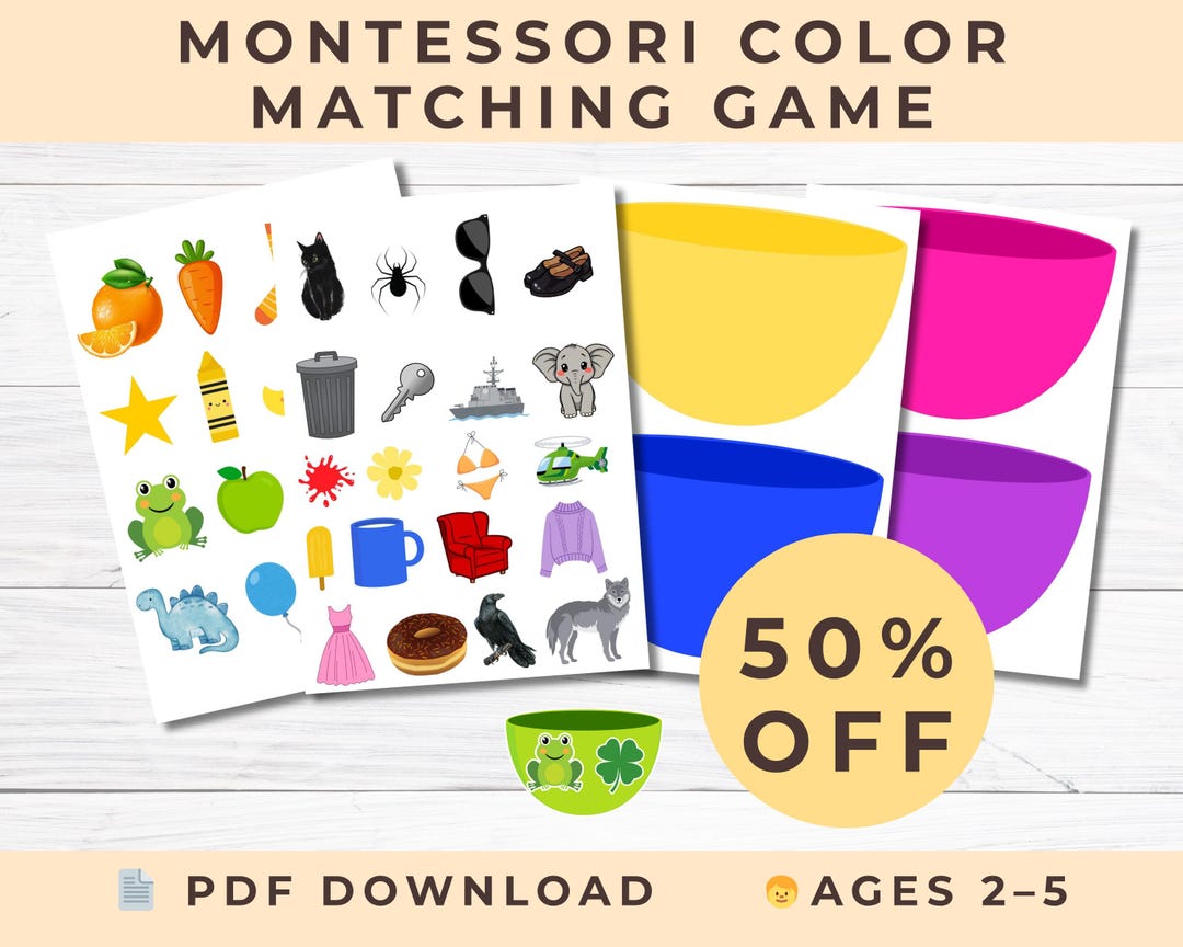 Printable Color Matching Game: Montessori Learning Activity (PDF) - Etsy