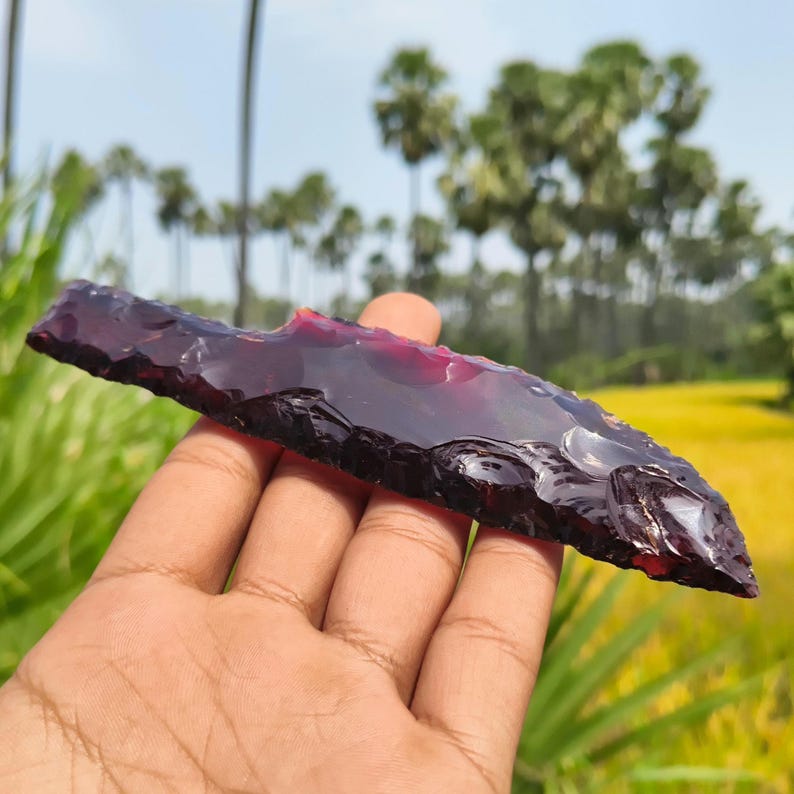 Natural Red Obsidian Stone Knife | Volcanic Glass Blade | Crystal ...