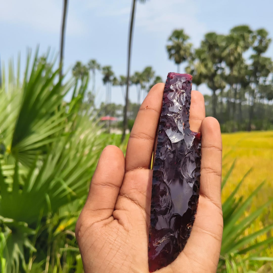 Natural Red Obsidian Stone Knife | Volcanic Glass Blade | Crystal ...