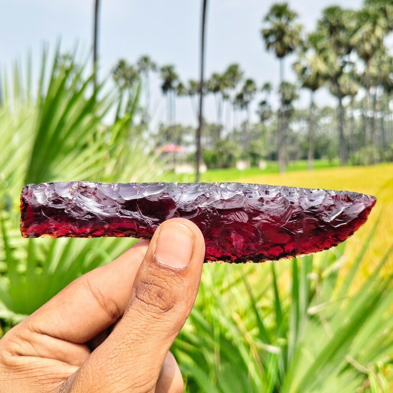Natural Red Obsidian Stone Knife | Volcanic Glass Blade | Crystal ...