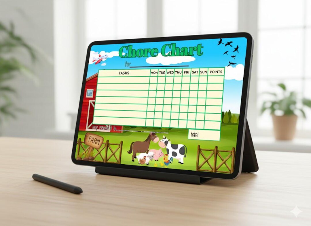 Digital Download - Printable Farm Animals Chore Chart for Kids | Daily ...