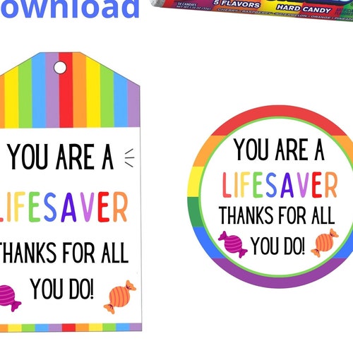 You Are a Lifesaver Appreciation Gift Tag Teacher Nurse Staff - Etsy