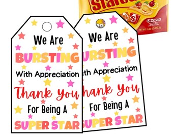 Starburst Tags Teacher Appreciation - Etsy