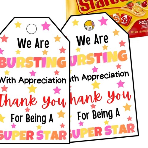 Bursting With Appreciation Gift Tag Teacher Nurse Staff - Etsy