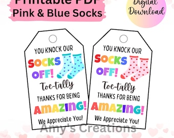 Sock Gift Tags, Thank You for Working Your Socks Off Thank You for ...