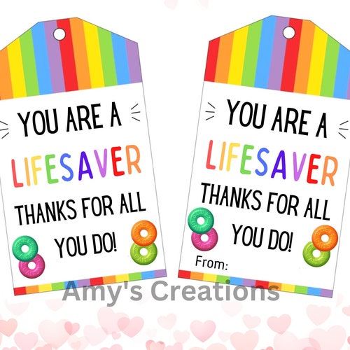 You Are a Lifesaver Appreciation Gift Tag Teacher Nurse Staff - Etsy