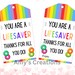 Printable You Are a Lifesaver Gift Tags Teacher Nurse Staff Boss ...