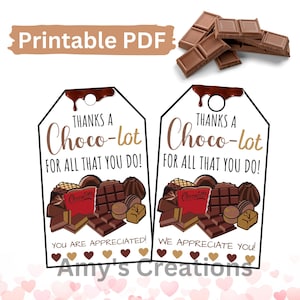 Printable Thanks a Choco-lot for All That You Do Gift Tag - Chocolate ...