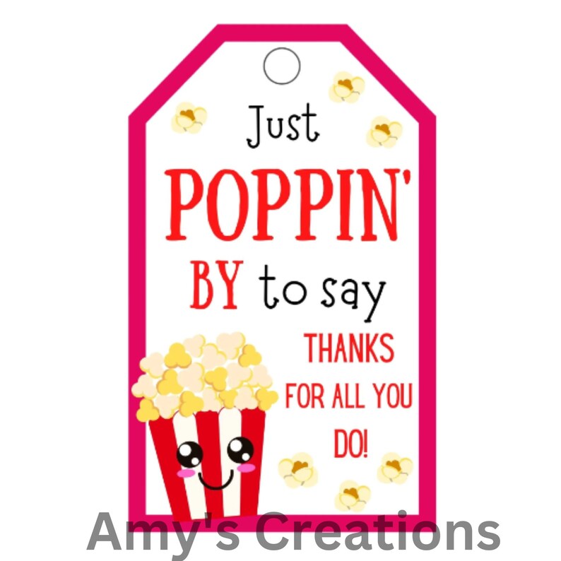 Printable Just Poppin Thank You Gift Tag Staff Appreciation - Etsy